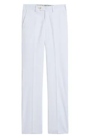 Berle Flat Front Stripe Cotton Seersucker Pants - White