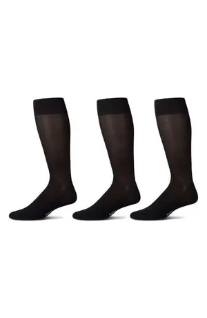 MEMOI 3-pack Mercerized Cotton Blend Piqué Dress Socks