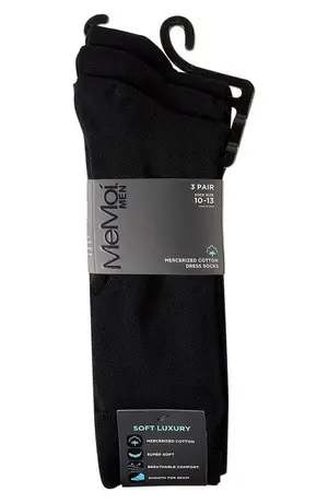 MEMOI 3-pack Mercerized Cotton Blend Piqué Dress Socks