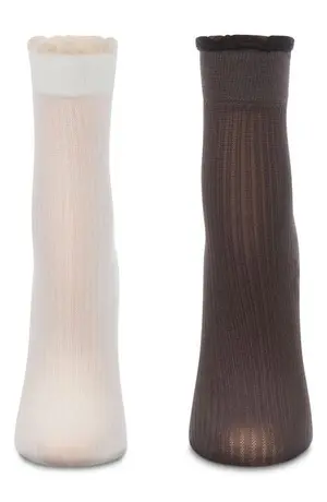 MEMOI Pack Of 2 Ruffled Crew Socks