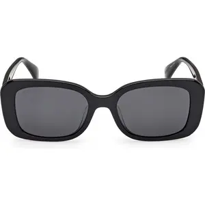 Max Mara 54mm Rectangular Sunglasses - Shiny Black/smoke