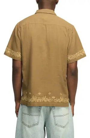 Lucky Brand Embroidered Paisley Camp Shirt