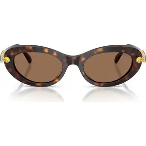 SWAROVSKI 53mm Oval Sunglasses - Havana/dark Brown