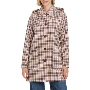 Kate Spade New York Water Resistant Coat With Removable Hood - Mini Houndstooth