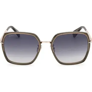 Max Mara 57mm Square Sunglasses - Dark Green/gradient Smoke