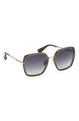Max Mara 57mm Square Sunglasses - Dark Green/gradient Smoke