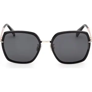 Max Mara 57mm Square Sunglasses - Shiny Black/smoke