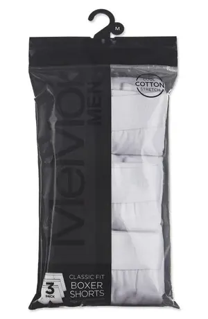 MEMOI Assorted 3-pack Cool Stretch Cotton Boxer Shorts - White