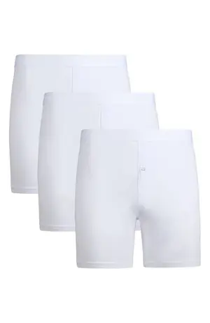 MEMOI Assorted 3-pack Cool Stretch Cotton Boxer Shorts - White