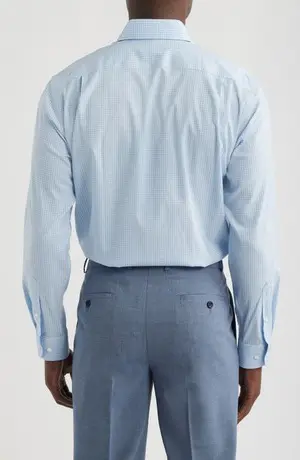 Nordstrom Trim Fit Shadow Check Premium Performance Twill Dress Shirt - Blue Ettore Check
