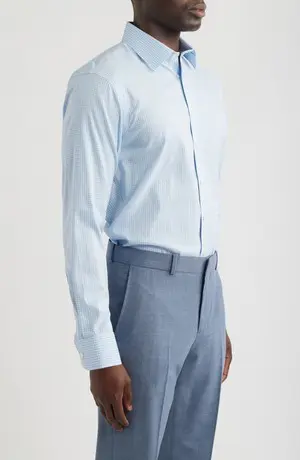 Nordstrom Trim Fit Shadow Check Premium Performance Twill Dress Shirt - Blue Ettore Check