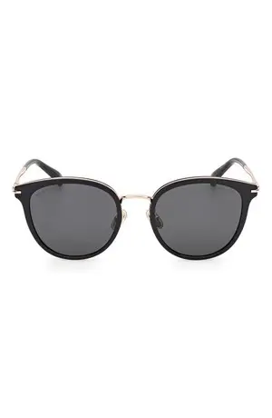 Max Mara 55mm Round Sunglasses - Shiny Black/smoke