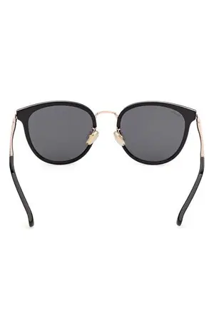 Max Mara 55mm Round Sunglasses - Shiny Black/smoke