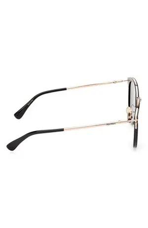 Max Mara 55mm Round Sunglasses - Shiny Black/smoke