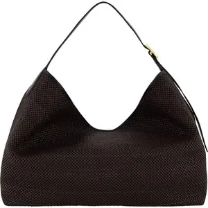 Vince Vivian Small Woven Leather Hobo - Cacao/black