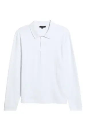 Vince Long Sleeve Peached Cotton Jersey Polo - Optic White