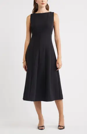 Chelsea28 Bateau Neck Midi Dress Black