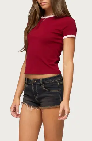 EDIKTED Opaline Contrast Trim T-shirt