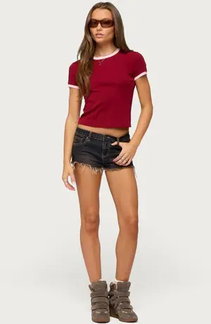 EDIKTED Opaline Contrast Trim T-shirt