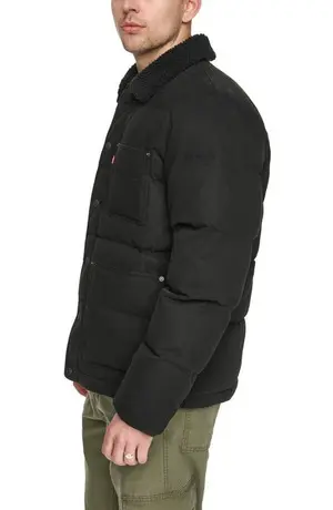LEVI'S Quilted Chore Jacket With Shearling Collar - Black