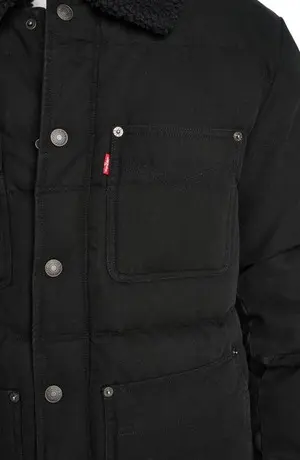 LEVI'S Quilted Chore Jacket With Shearling Collar - Black