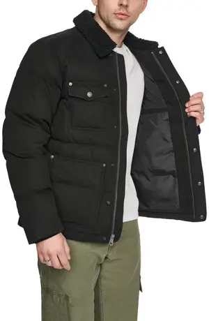 LEVI'S Quilted Chore Jacket With Shearling Collar - Black