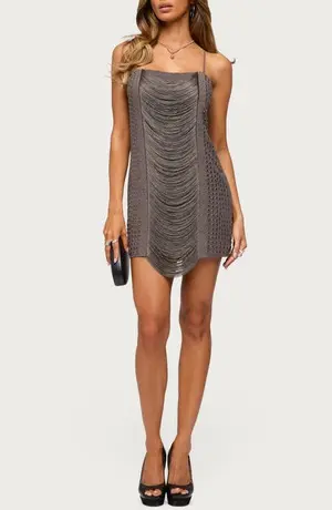 EDIKTED Ione Studded Fringe Minidress