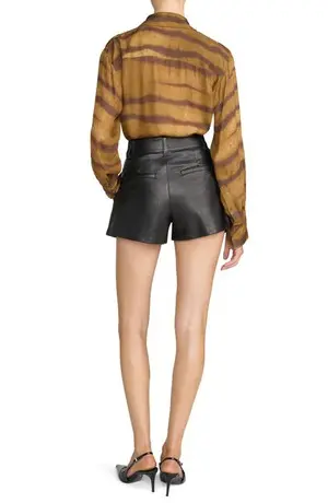 FRAME Oversized Silk Tie Neck Shirt