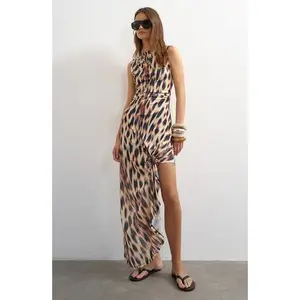 Topshop Abstract Print Mesh Sheath Maxi Dress