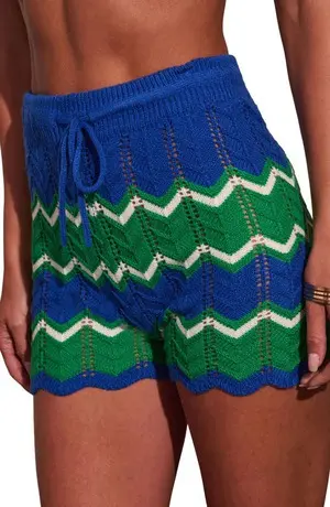 VICI Harbor Glow Chevron Pointelle Knit Shorts
