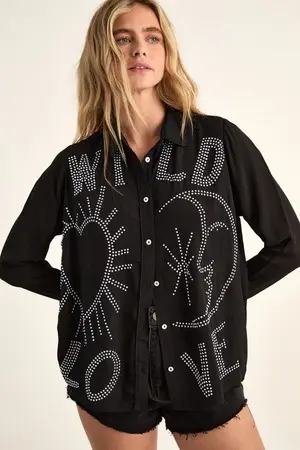 Nasty Gal Wild Love Studded Western Shirt