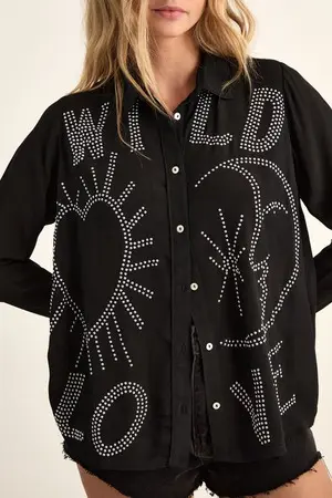 Nasty Gal Wild Love Studded Western Shirt