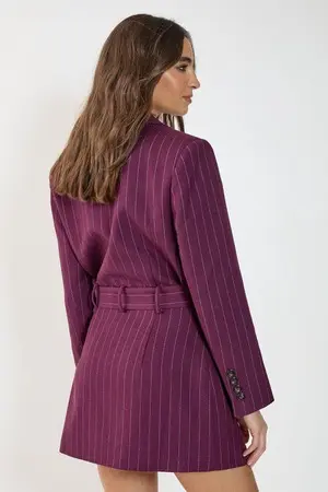Nasty Gal Pinstripe Belted Blazer Dress