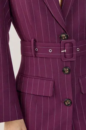 Nasty Gal Pinstripe Belted Blazer Dress