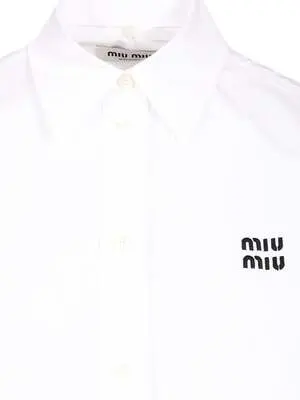 Miu Miu Popeline Shirt With Embroidered Logo - White