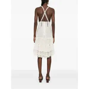 ERMANO SCERVINO Ermanno Scervino Off-white Lace Detail Ruffled Hem Dress