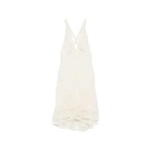 ERMANO SCERVINO Ermanno Scervino Off-white Lace Detail Ruffled Hem Dress - Cream