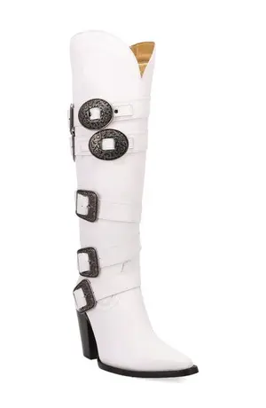 DINGO Spurwest Over The Knee Western Boot - White