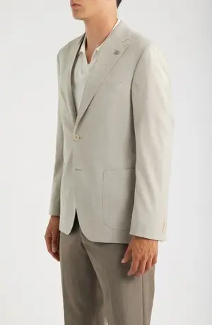 JACK VICTOR Morton Tonal Herringbone Sport Coat - Sand