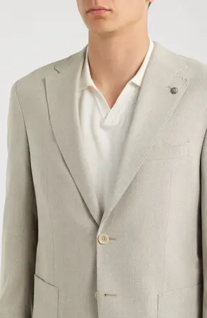 JACK VICTOR Morton Tonal Herringbone Sport Coat - Sand