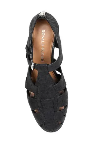 DONALD PLINER Back Zip Fisherman Sandal - Black