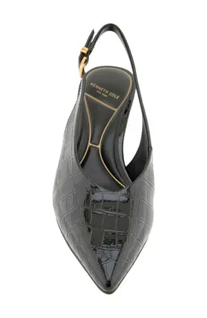 KENNETH COLE Ulysses Pointed Toe Slingback Pump - Black Croco