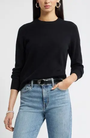 Nordstrom Crewneck Cashmere Sweater - Black Rock
