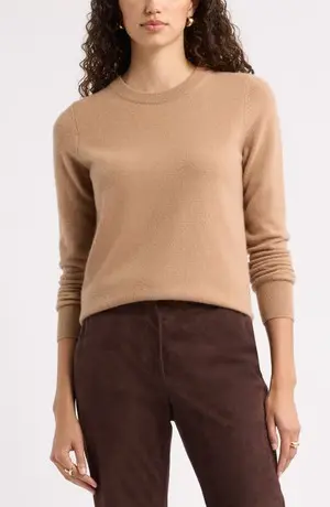 Nordstrom Crewneck Cashmere Sweater - Tan Finch