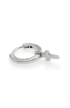 ALLSAINTS Single Sterling Silver Cross Huggie Hoop Earring