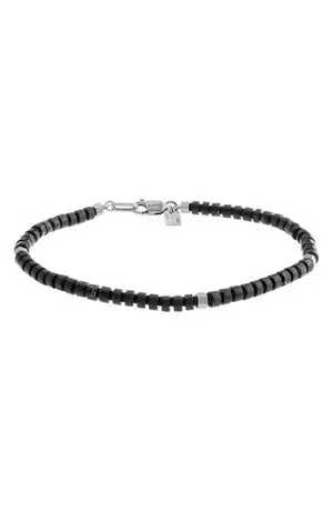 ALLSAINTS Onyx & Sterling Silver Beaded Flex Bracelet