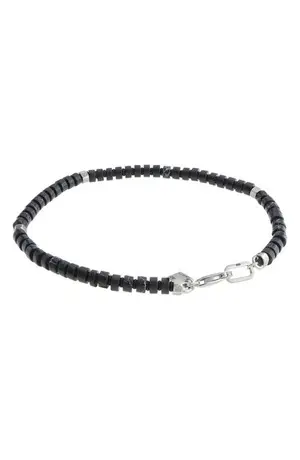 ALLSAINTS Onyx & Sterling Silver Beaded Flex Bracelet