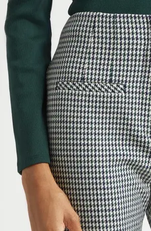 Veronica Beard Kean Houndstooth Check Crop Pants