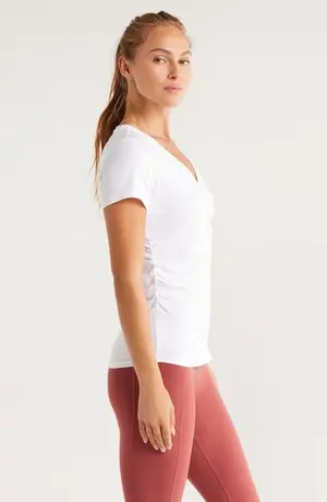 Zella Ruched V-neck T-shirt - White