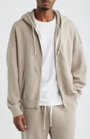 ELWOOD Organic Cotton Zip Hoodie - Tan